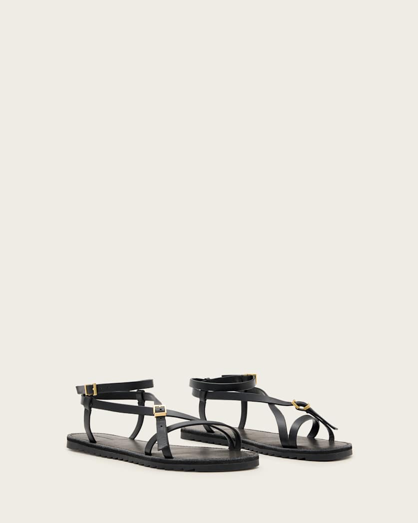 Tyla Leather Sandals Black | ALLSAINTS US